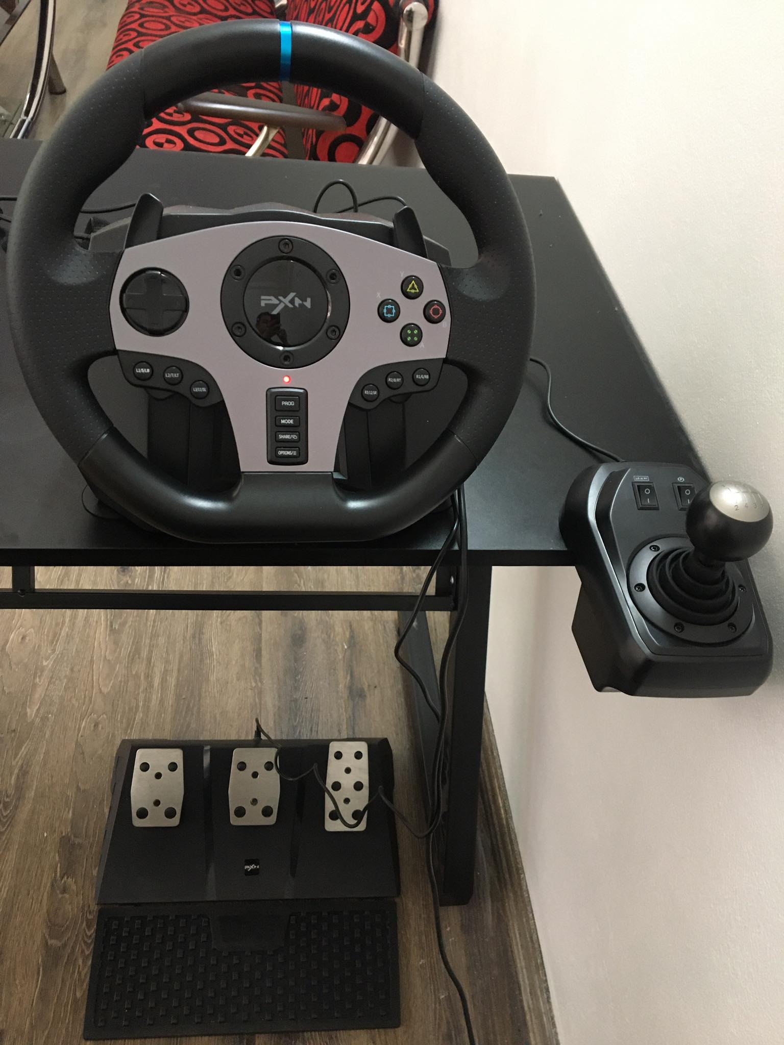 Vô lăng chơi game PXN V9 Gaming Racing Wheel tập lái xe - IN PHUN HOÀNG KIM